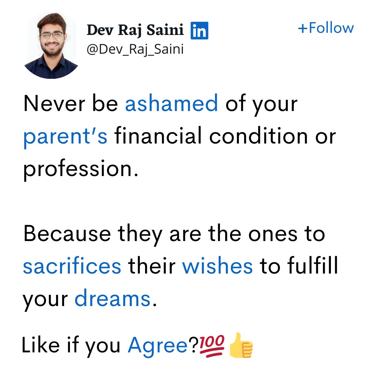 Embrace and respect your parents' sacrifices | Dev Raj Saini posted on ... Embrace and respect your parents' sacrifices | Dev Raj Saini posted on ...