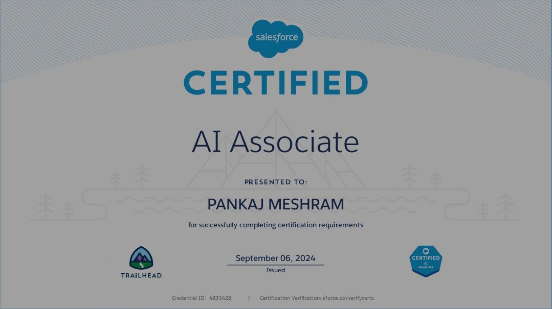 PANKAJ MESHRAM on LinkedIn: #salesforcecertified #generativeai # ... PANKAJ MESHRAM on LinkedIn: #salesforcecertified #generativeai # ...