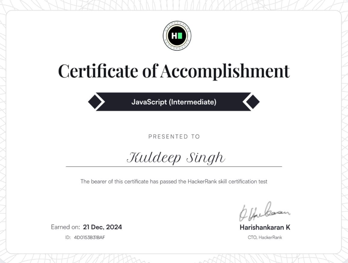 Kuldeep Singh on LinkedIn: #hackerrank #javascript #skilldevelopment # ... Kuldeep Singh on LinkedIn: #hackerrank #javascript #skilldevelopment # ...