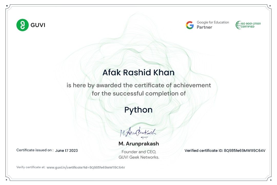 Afak Khan on LinkedIn: #pythondeveloper #pythoncoding #python Afak Khan on LinkedIn: #pythondeveloper #pythoncoding #python