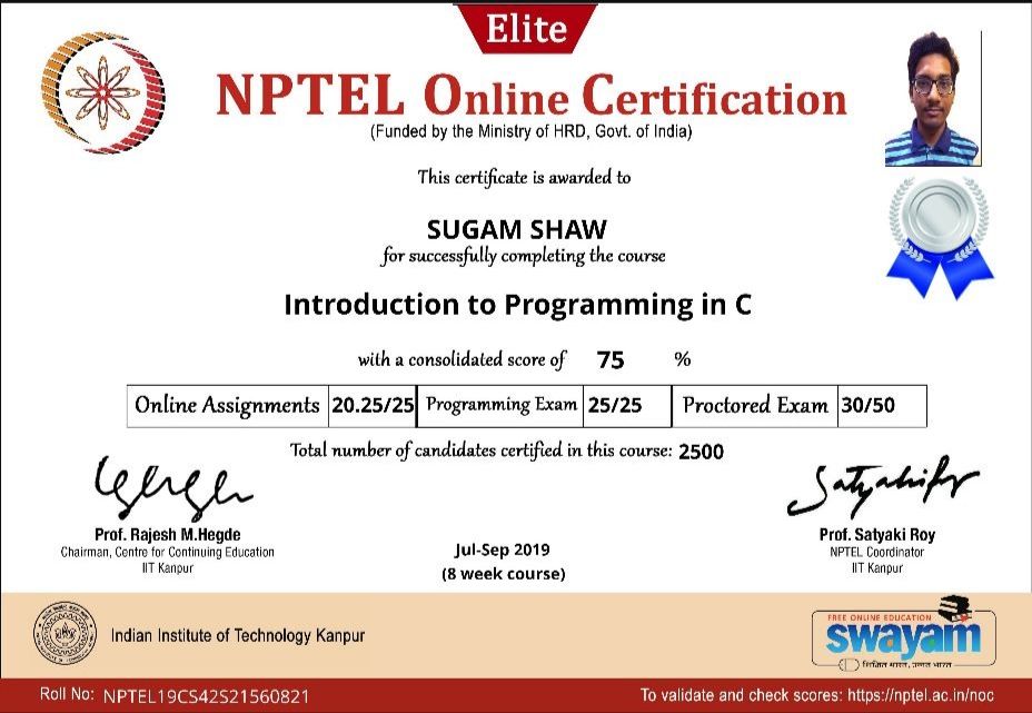 Sugam Shaw on LinkedIn: #aicte #nptel #swayam #pythonprogramming # ... Sugam Shaw on LinkedIn: #aicte #nptel #swayam #pythonprogramming # ...
