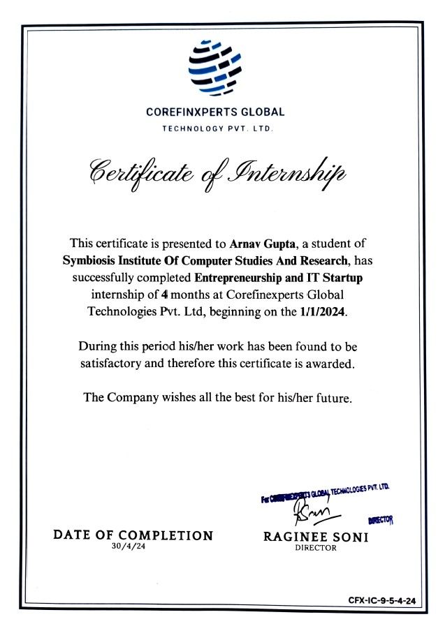 Arnav Gupta on LinkedIn: #internshipcompletion #entrepreneurship # ... Arnav Gupta on LinkedIn: #internshipcompletion #entrepreneurship # ...