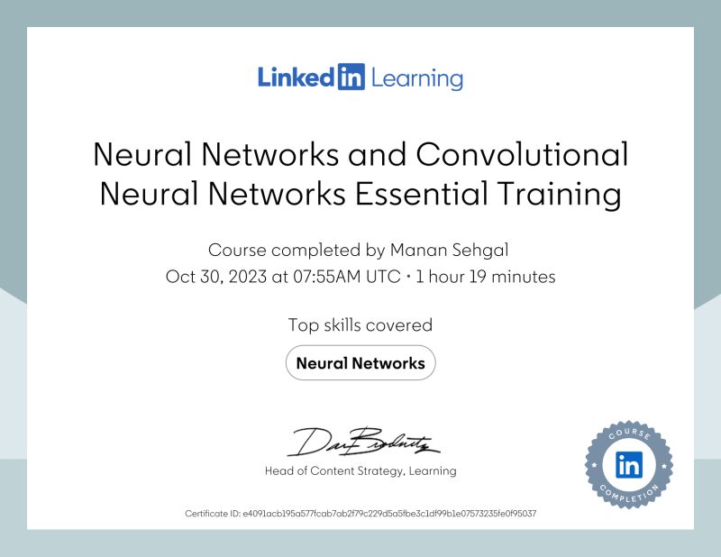 Manan Sehgal on LinkedIn: Certificate of Completion Manan Sehgal on LinkedIn: Certificate of Completion