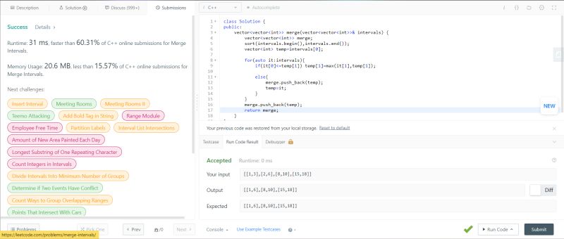 Coding Achievement: Merge Intervals | Aashi Sood posted on the topic ... Coding Achievement: Merge Intervals | Aashi Sood posted on the topic ...