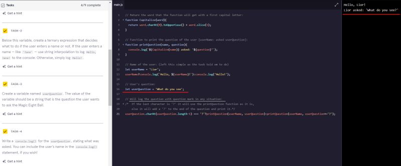 My JavaScript course with ternary expressions | Lior Shalom 🛡️ posted ... My JavaScript course with ternary expressions | Lior Shalom 🛡️ posted ...