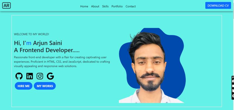 Completed my personal portfolio using HTML CSS and JavaScript | Arjun ... Completed my personal portfolio using HTML CSS and JavaScript | Arjun ...