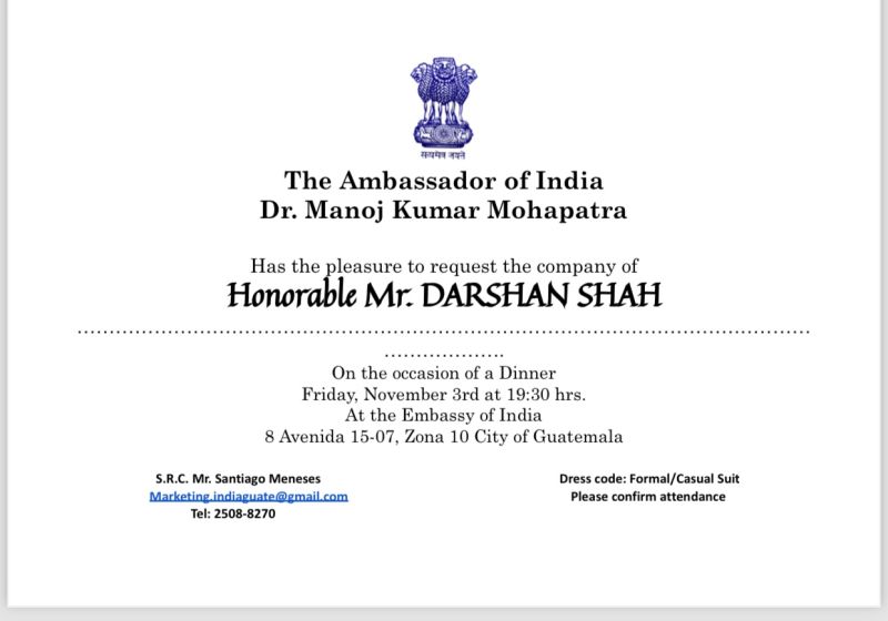 Proud Moment to get an Invitation for Dinner with Ambassador Of India ... Proud Moment to get an Invitation for Dinner with Ambassador Of India ...