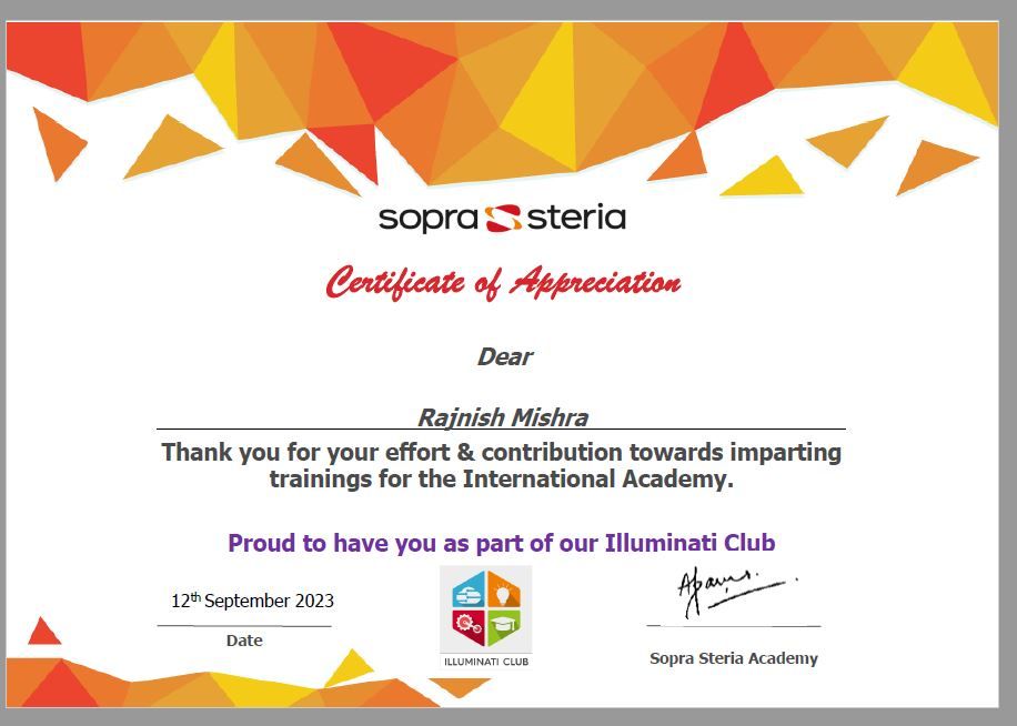 Thanks, Sopra Steria for the appreciation. | Rajnish Mishra Thanks, Sopra Steria for the appreciation. | Rajnish Mishra