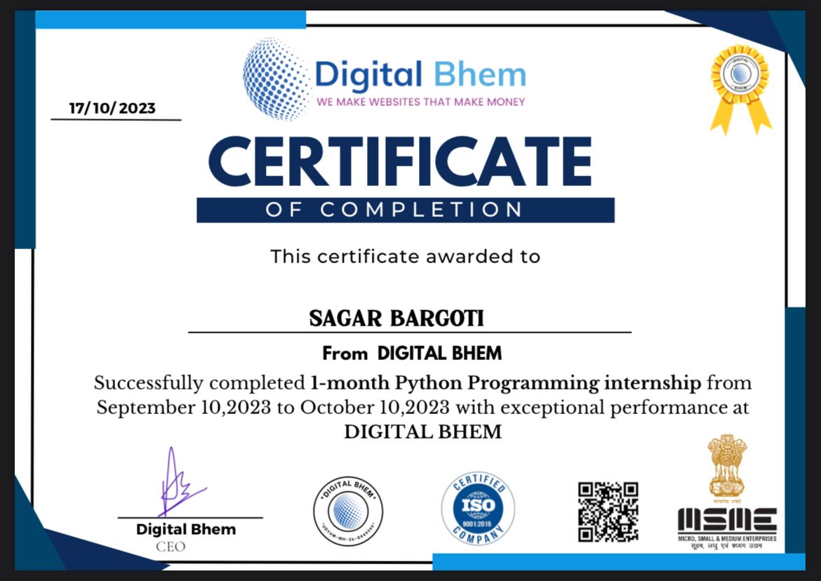 Sagar Bargoti on LinkedIn: #pythonprogramming #internship Sagar Bargoti on LinkedIn: #pythonprogramming #internship