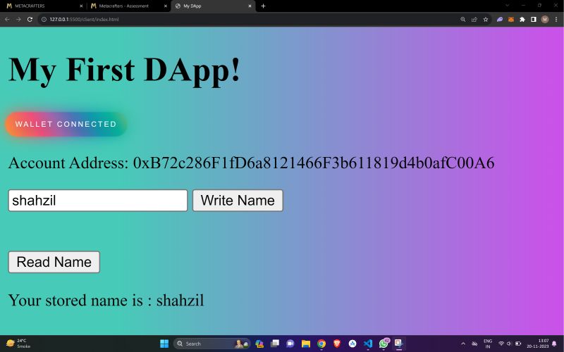 Mohd Shahzil on LinkedIn: just completed my first DApp challenge given ... Mohd Shahzil on LinkedIn: just completed my first DApp challenge given ...