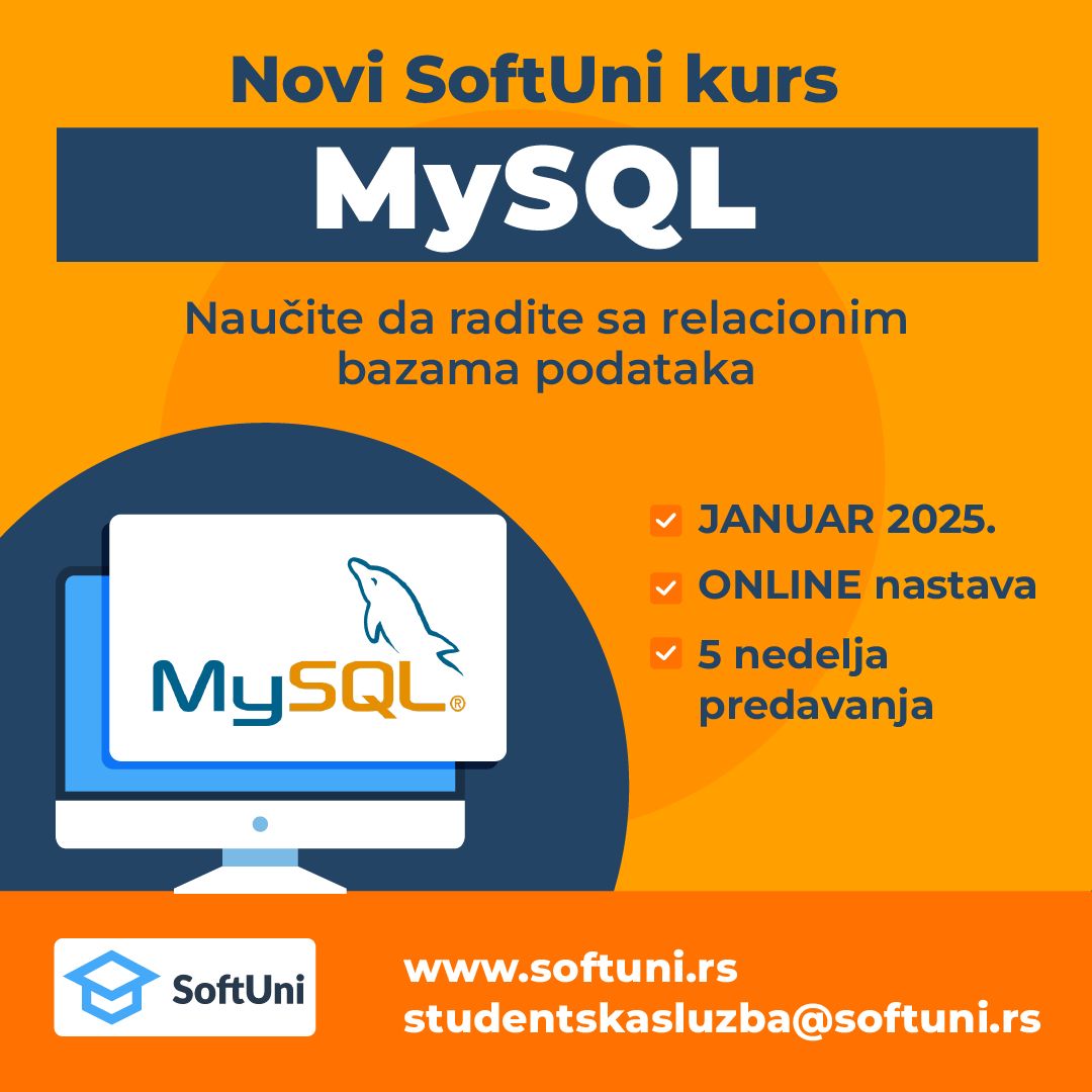 SoftUni Srbija on LinkedIn: #softuni #database #mysql #obuka SoftUni Srbija on LinkedIn: #softuni #database #mysql #obuka