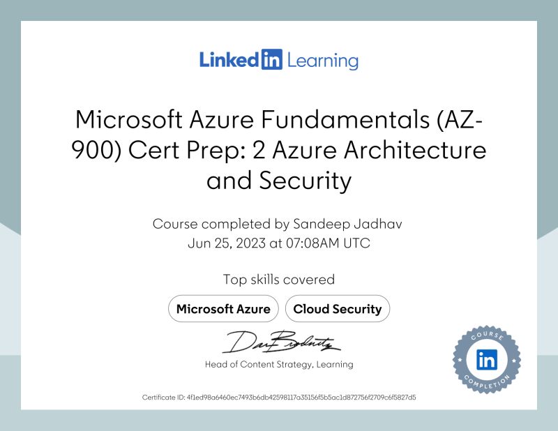 Sandeep Jadhav on LinkedIn: Certificate of Completion Sandeep Jadhav on LinkedIn: Certificate of Completion