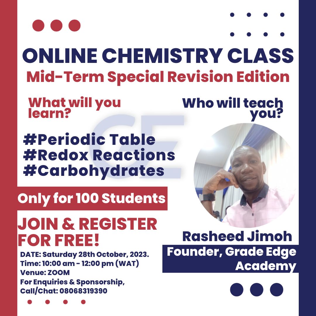 Join my Chemistry Class now! | RASHEED JIMOH posted on the topic | LinkedIn Join my Chemistry Class now! | RASHEED JIMOH posted on the topic | LinkedIn