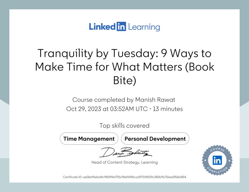 Manish Rawat on LinkedIn: Certificate of Completion Manish Rawat on LinkedIn: Certificate of Completion