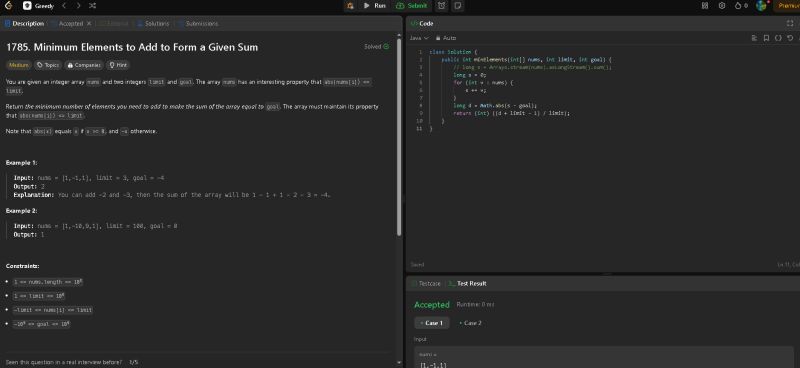 Solve LeetCode 1785: Minimum Elements to Add | Abhijeet Kale posted on ... Solve LeetCode 1785: Minimum Elements to Add | Abhijeet Kale posted on ...