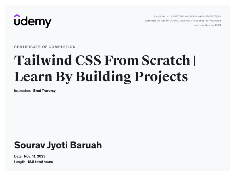 Sourav Baruah on LinkedIn: #tailwindcss #certification #webdevelopment ... Sourav Baruah on LinkedIn: #tailwindcss #certification #webdevelopment ...
