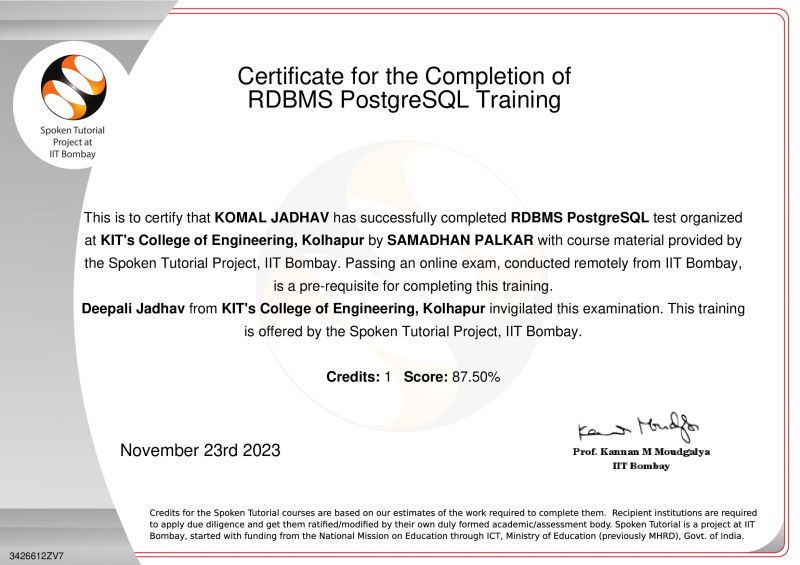 Komal Jadhav on LinkedIn: #postgresql #certification Komal Jadhav on LinkedIn: #postgresql #certification