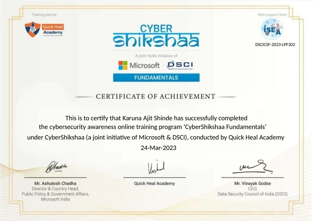 Karuna Shinde on LinkedIn: #cybersecurity #cybershikshaa #microsoft # ... Karuna Shinde on LinkedIn: #cybersecurity #cybershikshaa #microsoft # ...