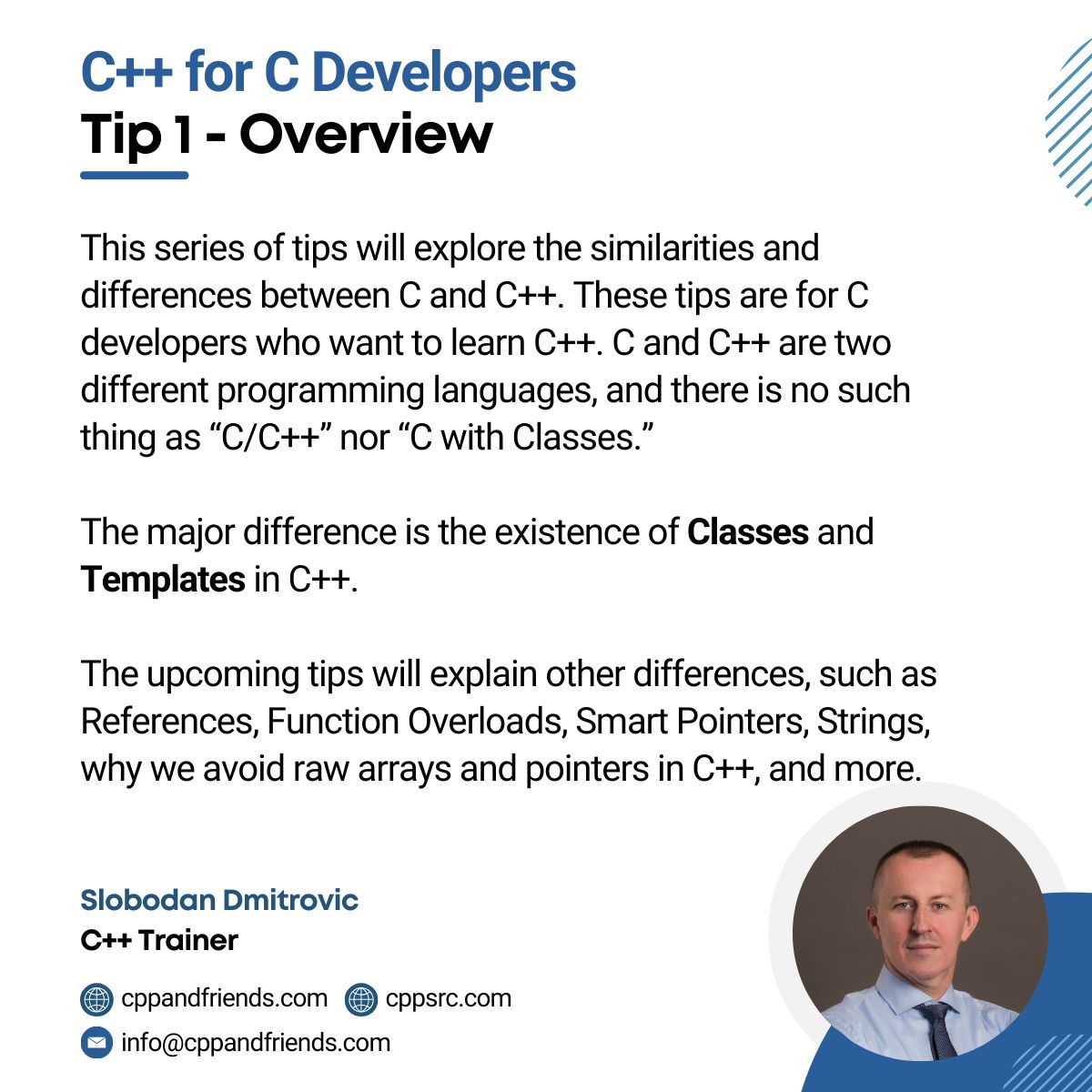C++ tips for C developers | Slobodan Dmitrovic posted on the topic ... C++ tips for C developers | Slobodan Dmitrovic posted on the topic ...