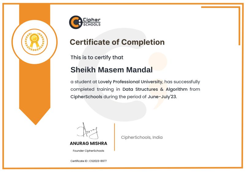 Er. SHEIKH MASEM M. on LinkedIn: #cipherschools #dsa Er. SHEIKH MASEM M. on LinkedIn: #cipherschools #dsa
