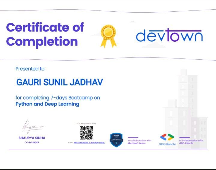 Bootcamp on Python and Deep Learning | Gauri Jadhav Bootcamp on Python and Deep Learning | Gauri Jadhav