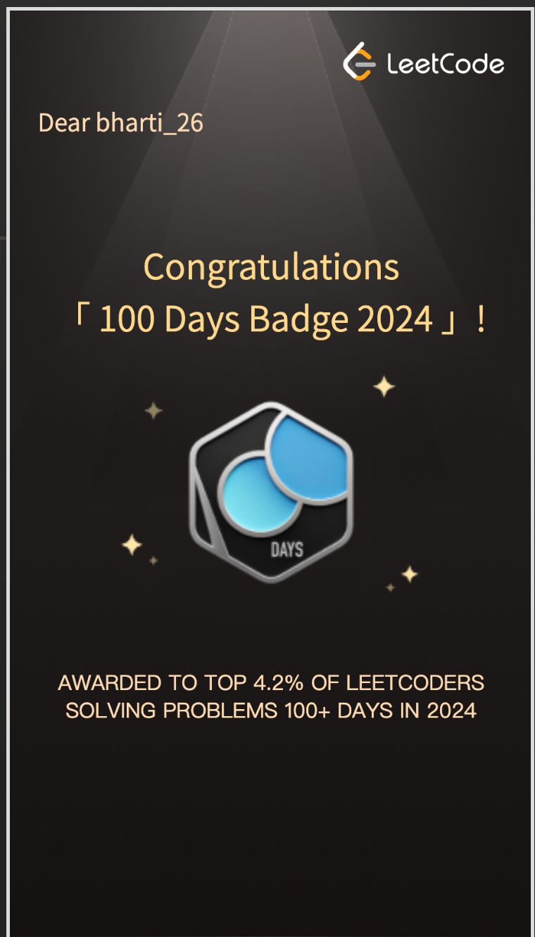 Bharti Jayprakash on LinkedIn: #leetcode #problemsolving #100daysofcode ... Bharti Jayprakash on LinkedIn: #leetcode #problemsolving #100daysofcode ...