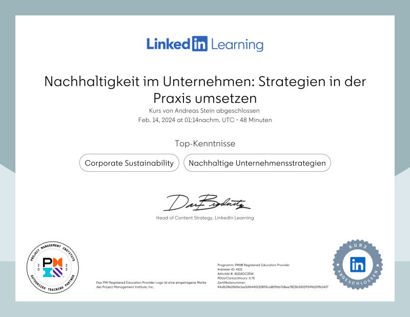 Certificate of Completion | Andreas Stein Certificate of Completion | Andreas Stein