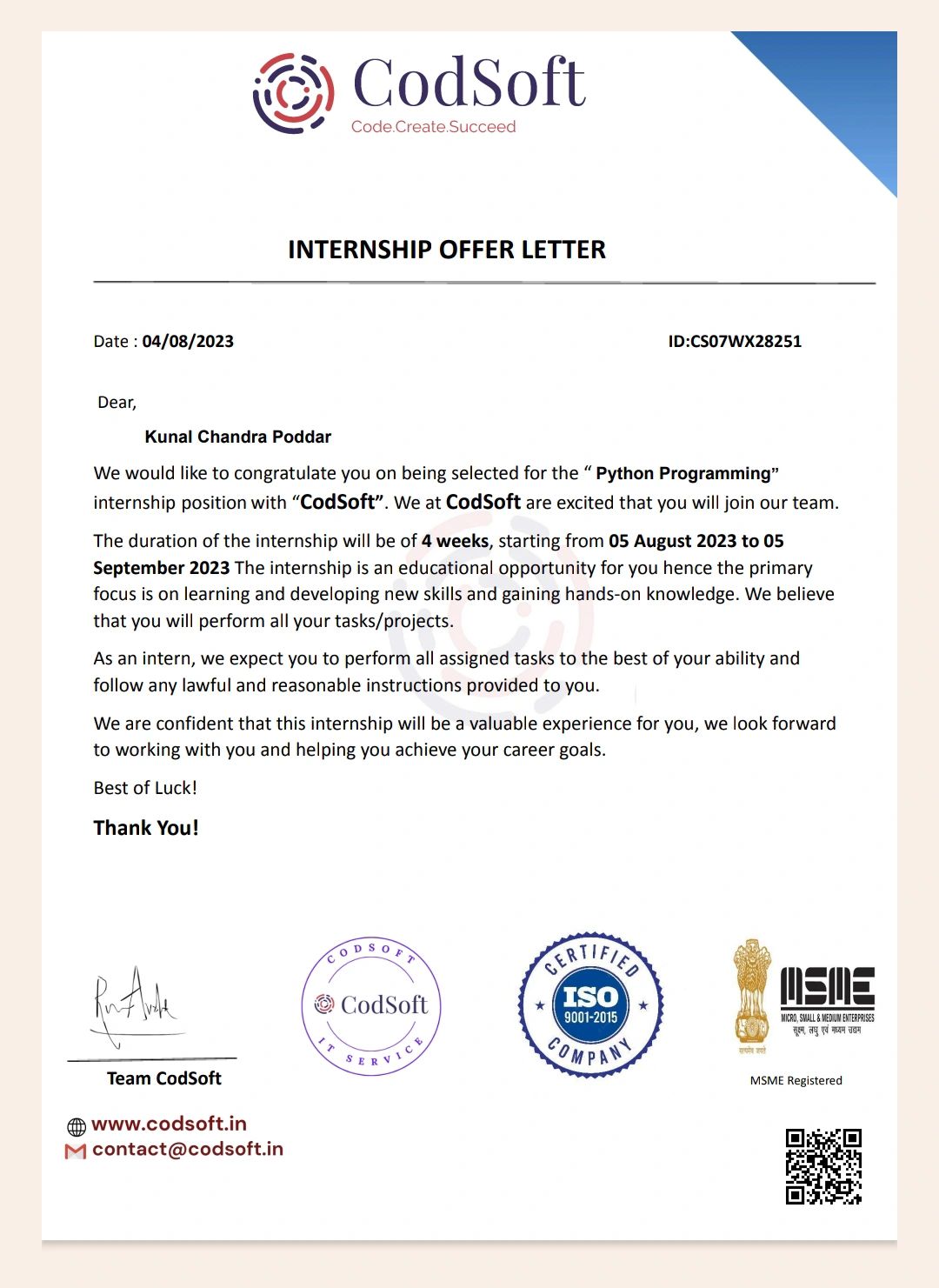 Kunal Chandra Poddar on LinkedIn: #codesoft #pythonprogramming # ... Kunal Chandra Poddar on LinkedIn: #codesoft #pythonprogramming # ...