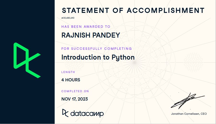 Rajnish Pandey on LinkedIn: #datacamp #python #opportunity #learning # ... Rajnish Pandey on LinkedIn: #datacamp #python #opportunity #learning # ...