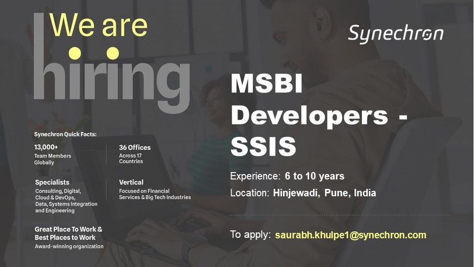 Saurabh Khulpe on LinkedIn: #msbi #msbideveloper #ssis #ssisdeveloper # ... Saurabh Khulpe on LinkedIn: #msbi #msbideveloper #ssis #ssisdeveloper # ...