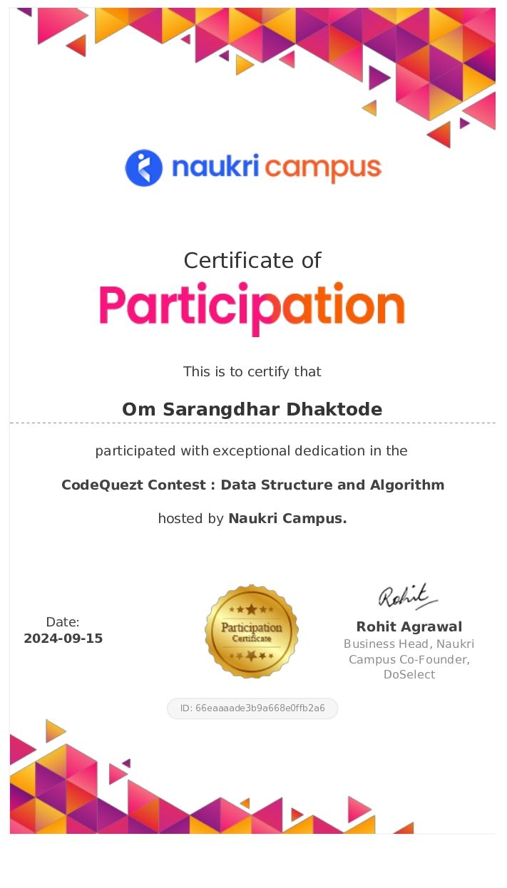 Om Dhaktode on LinkedIn: #codequezt #datastructures #algorithms # ... Om Dhaktode on LinkedIn: #codequezt #datastructures #algorithms # ...