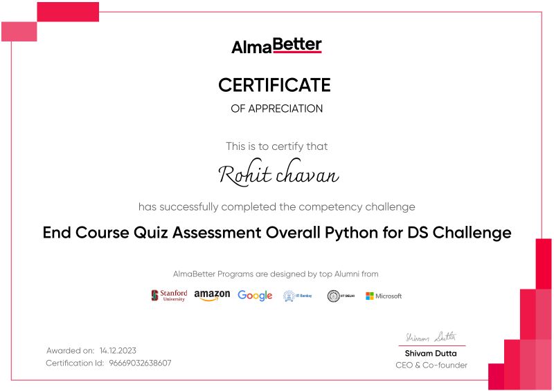 Rohit Sagar Chavan on LinkedIn: #python #almabetter Rohit Sagar Chavan on LinkedIn: #python #almabetter