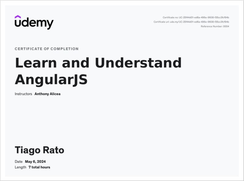 Just finished the course “Learn and Understand AngularJS”! | Tiago Rato Just finished the course “Learn and Understand AngularJS”! | Tiago Rato