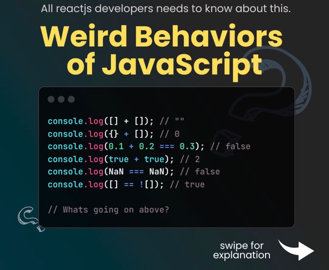 behzad eskandari on LinkedIn: Weird Behaviors of Javascript behzad eskandari on LinkedIn: Weird Behaviors of Javascript