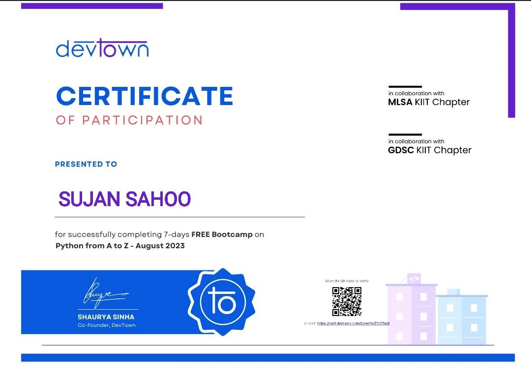 Sujan Sahoo on LinkedIn: #pythoncertified #codingjourney # ... Sujan Sahoo on LinkedIn: #pythoncertified #codingjourney # ...