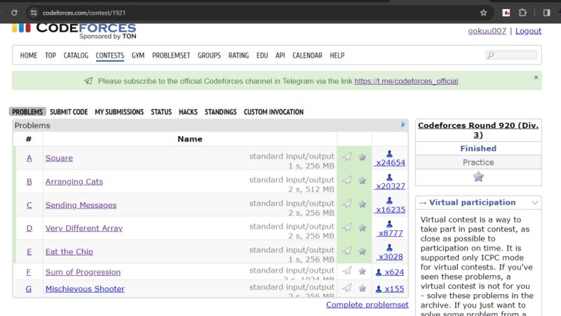 Finished Codeforces Round 920 Div3 with great results | Akshat Madhavan ... Finished Codeforces Round 920 Div3 with great results | Akshat Madhavan ...