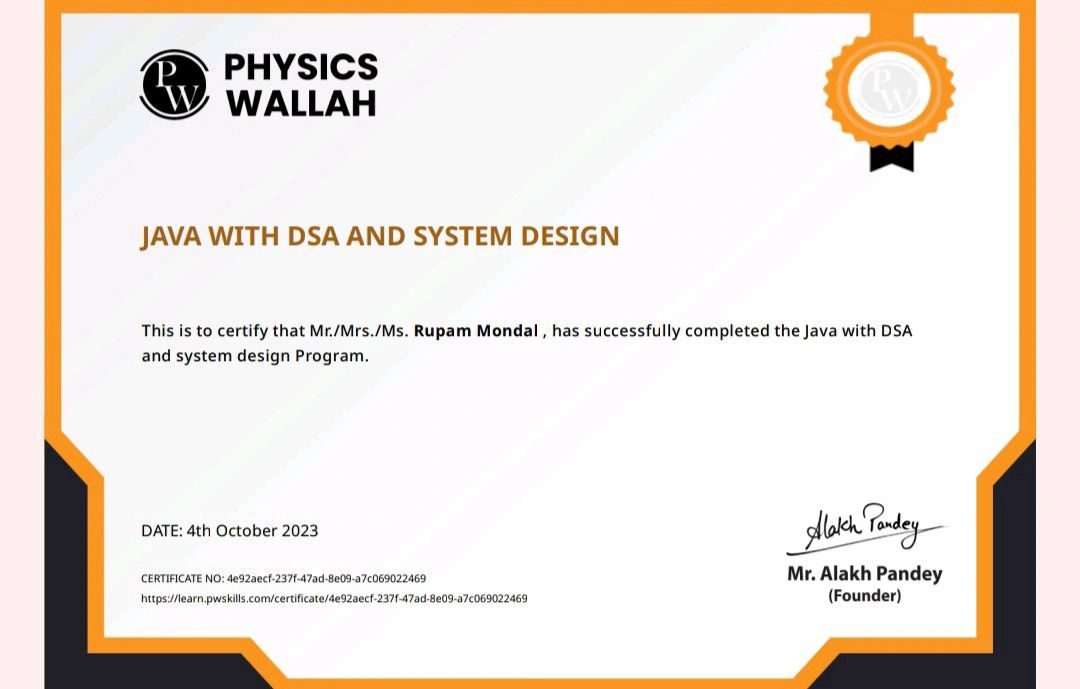 Rupam Mondal on LinkedIn: #java #coding #dsa #javadeveloper #consistency Rupam Mondal on LinkedIn: #java #coding #dsa #javadeveloper #consistency