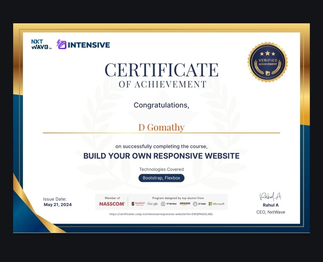 Gomathy D on LinkedIn: #ccbp #nxtwave #reactjs #python #coding # ... Gomathy D on LinkedIn: #ccbp #nxtwave #reactjs #python #coding # ...