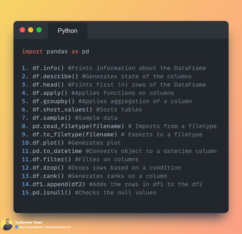 Sudhanshu Tiwari on LinkedIn: #pandas #python #ml Sudhanshu Tiwari on LinkedIn: #pandas #python #ml