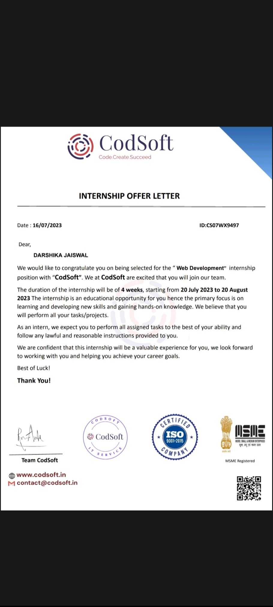 Darshika jaiswal on LinkedIn: #connections #techindustry #codsoft | 10 ... Darshika jaiswal on LinkedIn: #connections #techindustry #codsoft | 10 ...