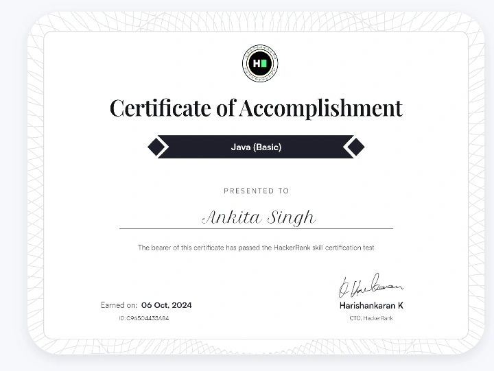 Ankita Singh on LinkedIn: #javacertified #hackerrank #programming # ... Ankita Singh on LinkedIn: #javacertified #hackerrank #programming # ...