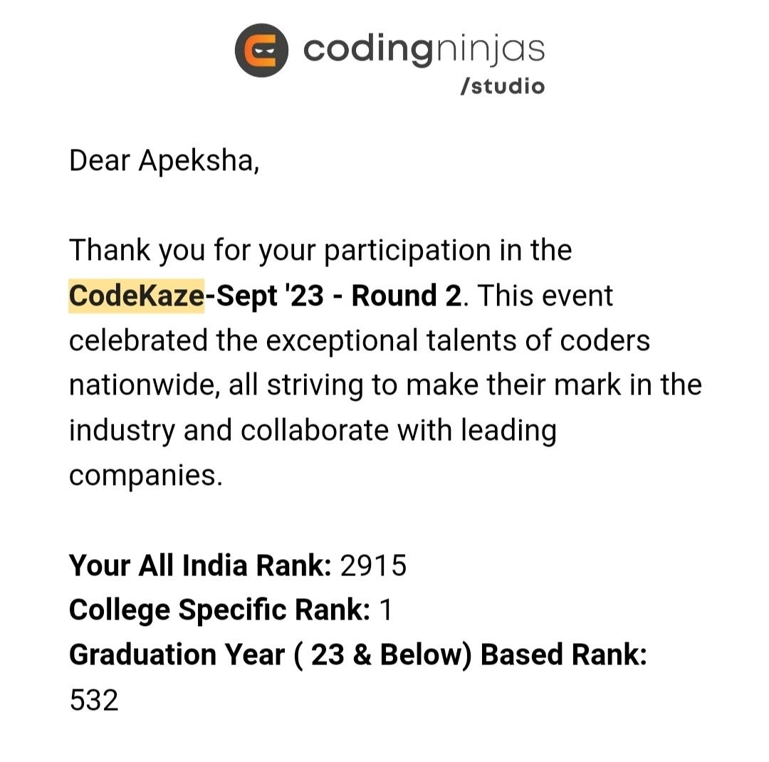 Apeksha Kumari on LinkedIn: #codingadventures #problemsolving #codekaze ... Apeksha Kumari on LinkedIn: #codingadventures #problemsolving #codekaze ...
