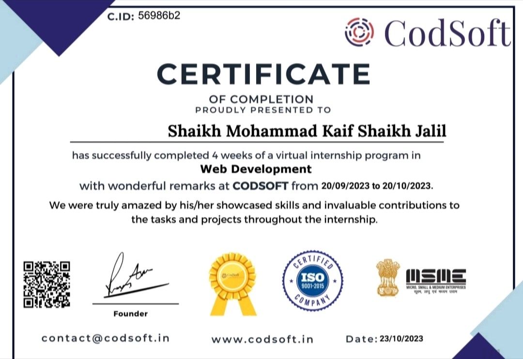 Mohammad Kaif on LinkedIn: #codsoft Mohammad Kaif on LinkedIn: #codsoft