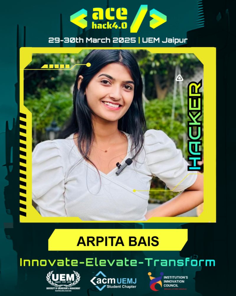 Arpita Bais on LinkedIn: #acehack #hackathon #innovation #jaipur Arpita Bais on LinkedIn: #acehack #hackathon #innovation #jaipur