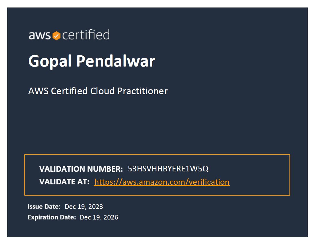Gopal Pendalwar on LinkedIn: #awscloudpractitioner #aws #hcltech # ... Gopal Pendalwar on LinkedIn: #awscloudpractitioner #aws #hcltech # ...