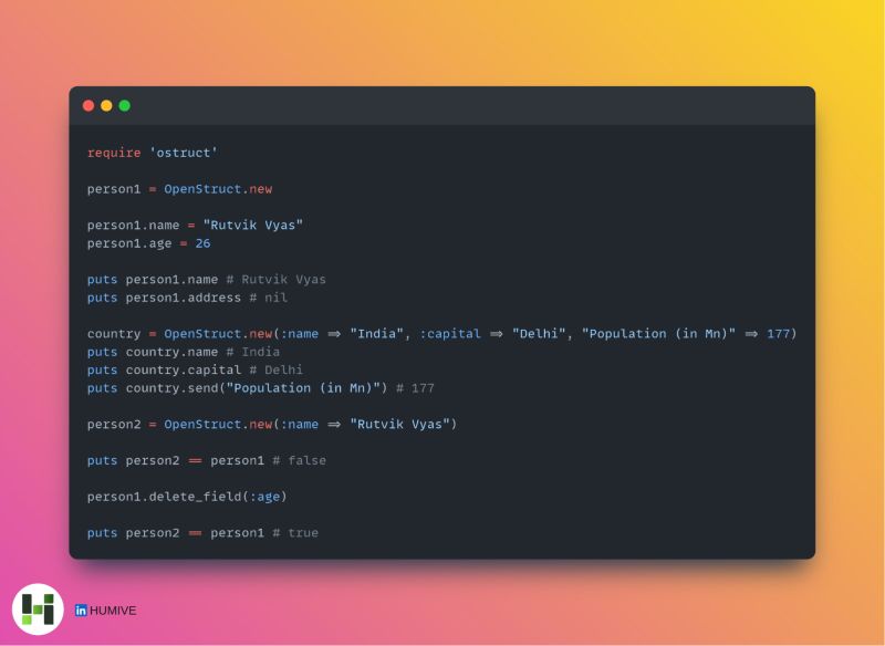 #ruby #openstruct #learningbyexample #rubyonrails | HUMIVE #ruby #openstruct #learningbyexample #rubyonrails | HUMIVE