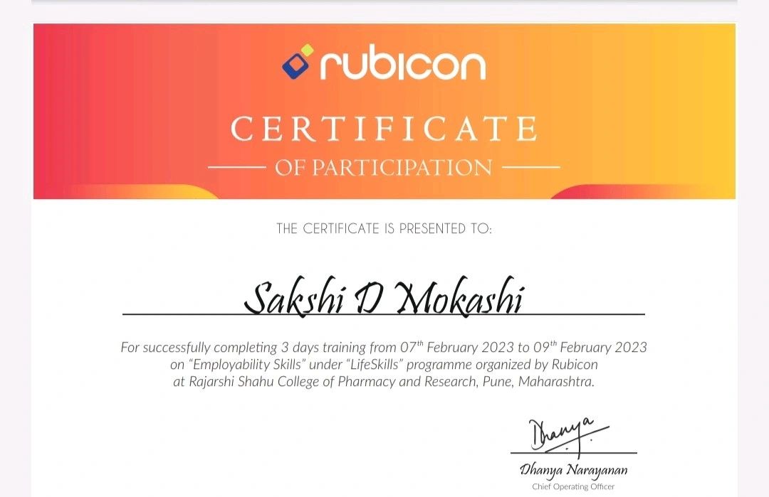 Sakshi Mokashi on LinkedIn: #rubicon Sakshi Mokashi on LinkedIn: #rubicon