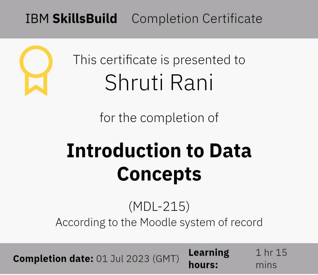 Shruti Rani on LinkedIn: #data #ibmskillsbuild Shruti Rani on LinkedIn: #data #ibmskillsbuild