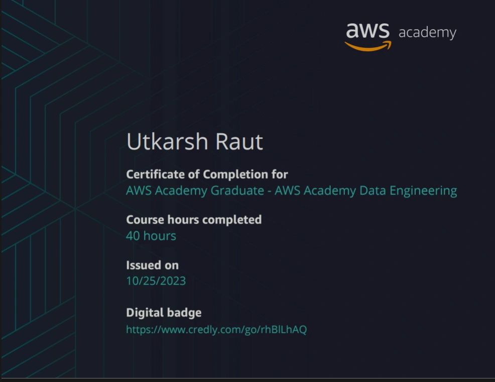 Utkarsh Raut on LinkedIn: Obtained AWS academy certification course of ... Utkarsh Raut on LinkedIn: Obtained AWS academy certification course of ...