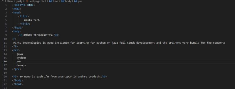 Yashwanth jaggala on LinkedIn: #first #html5 #learning #python #web Yashwanth jaggala on LinkedIn: #first #html5 #learning #python #web